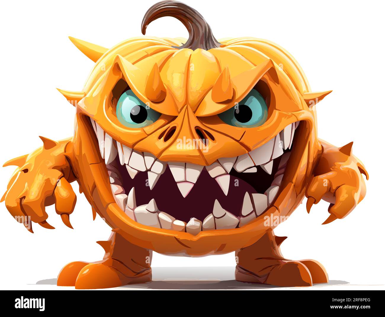 vector scary angry jack o lantern. orange horror pumpkin. holiday jack ...