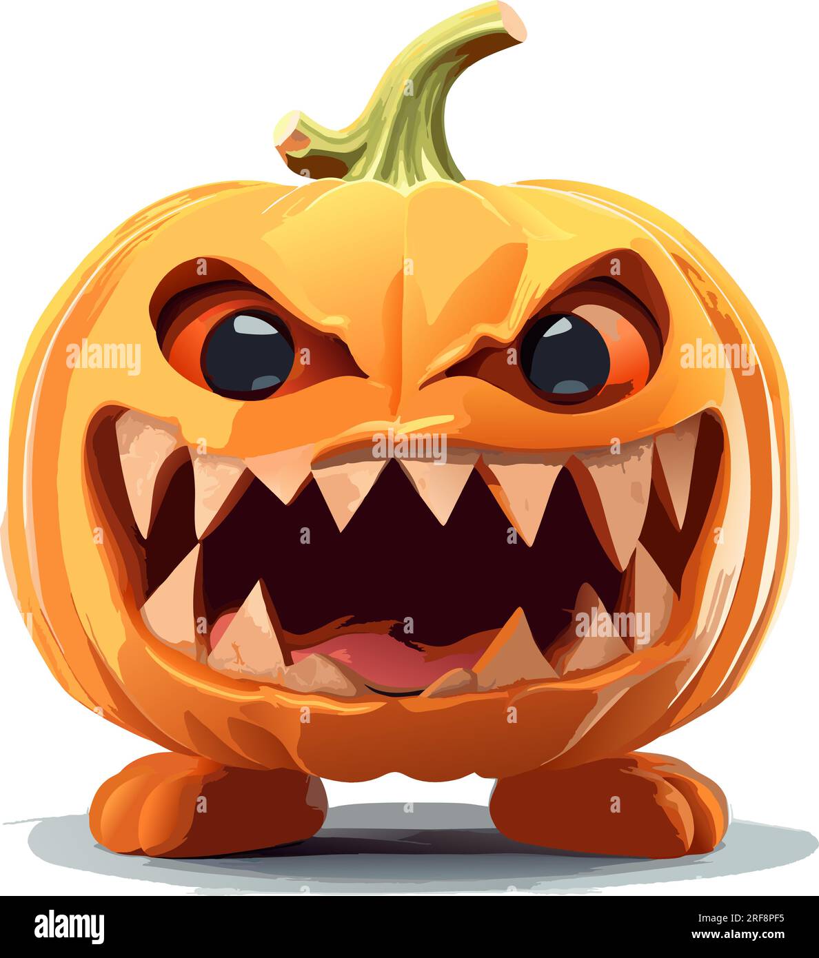vector scary angry jack o lantern. orange horror pumpkin. holiday jack ...