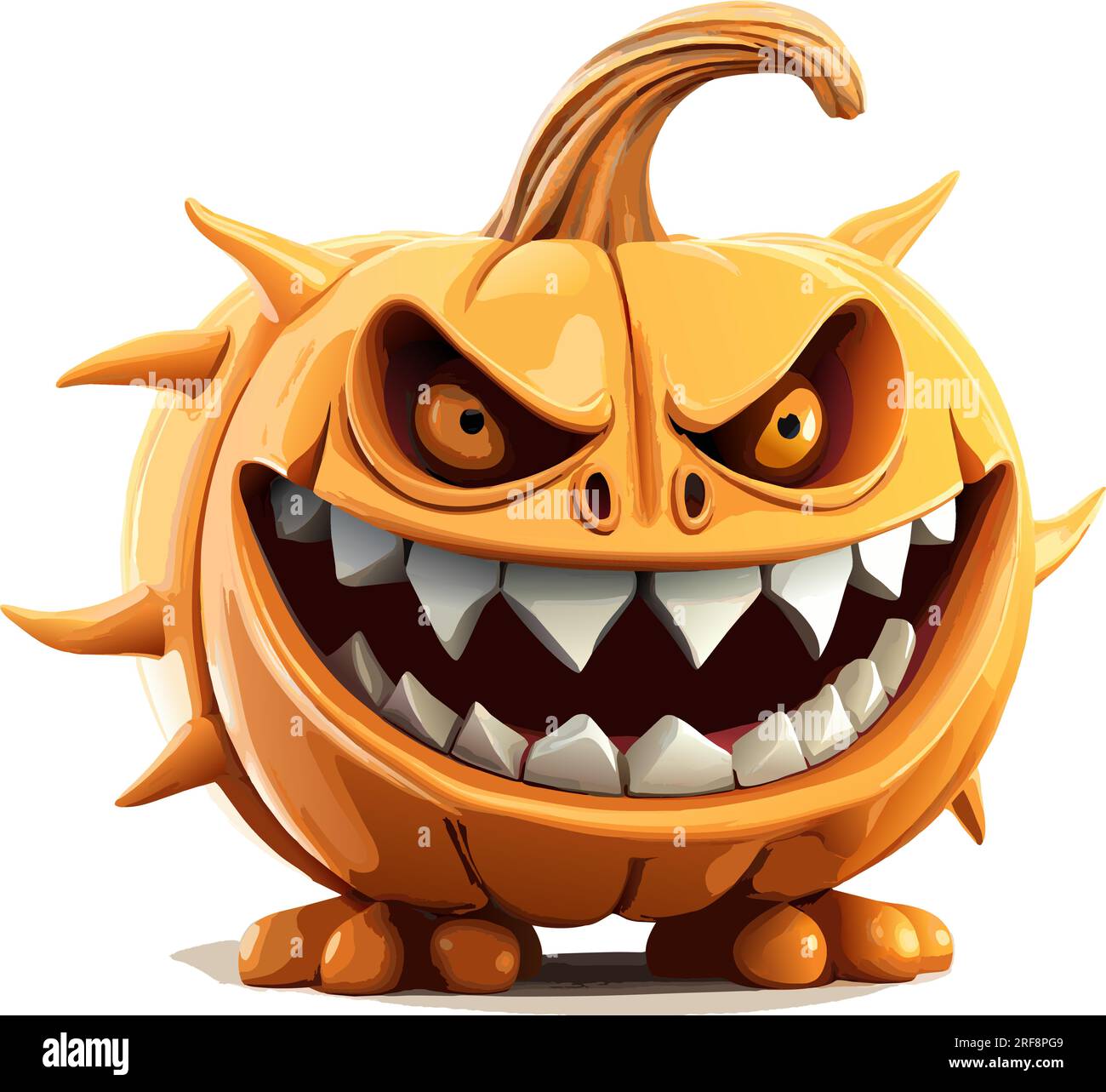 vector scary angry jack o lantern. orange horror pumpkin. holiday jack ...