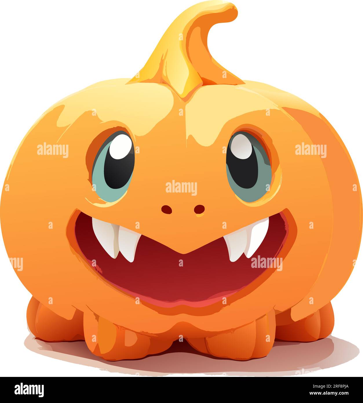 vector halloween pumpkin with green eyes. smiling jack o lantern. scary ...