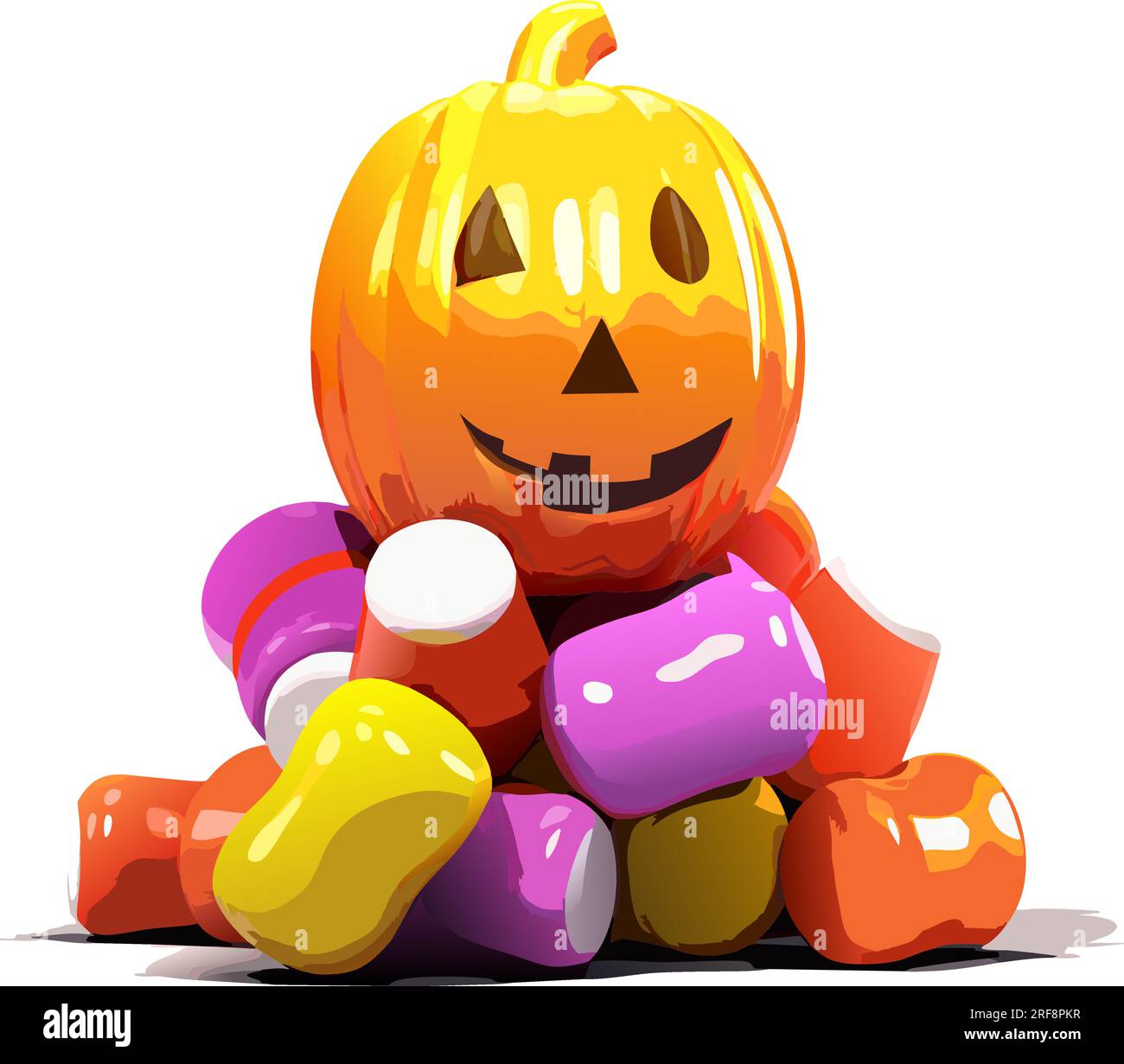 vector halloween candy bag. colorful holiday sweets. smiling candies ...