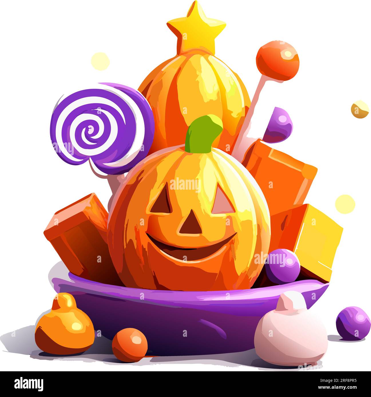 vector halloween candy bag. colorful holiday sweets. smiling candies ...