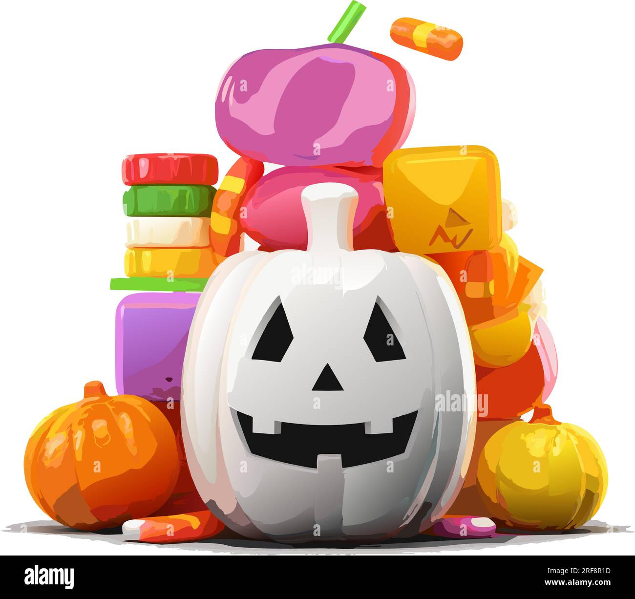 vector halloween candy bag. colorful holiday sweets. smiling candies ...
