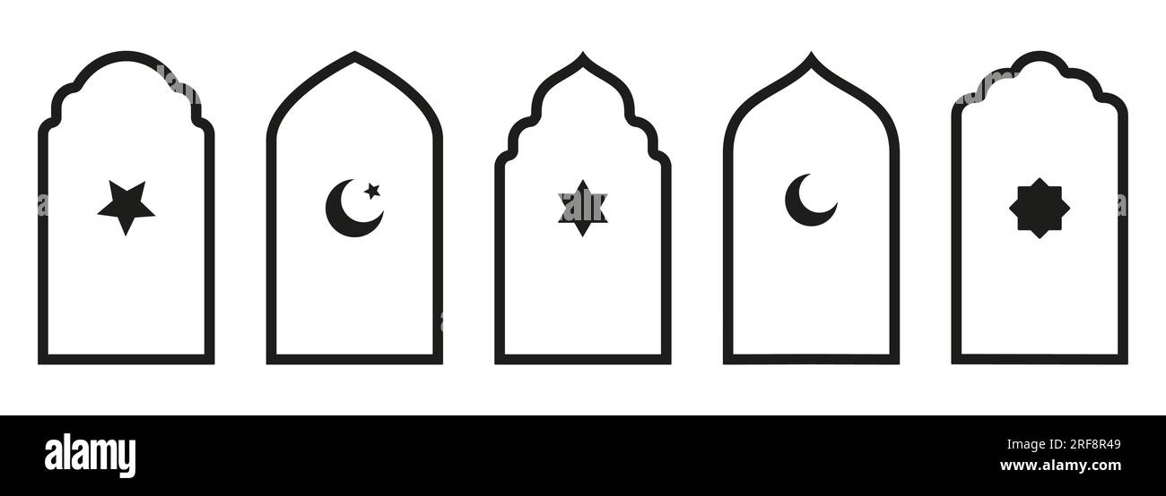 Shape Islamic door and window silhouette Arabic arch with symbols ...