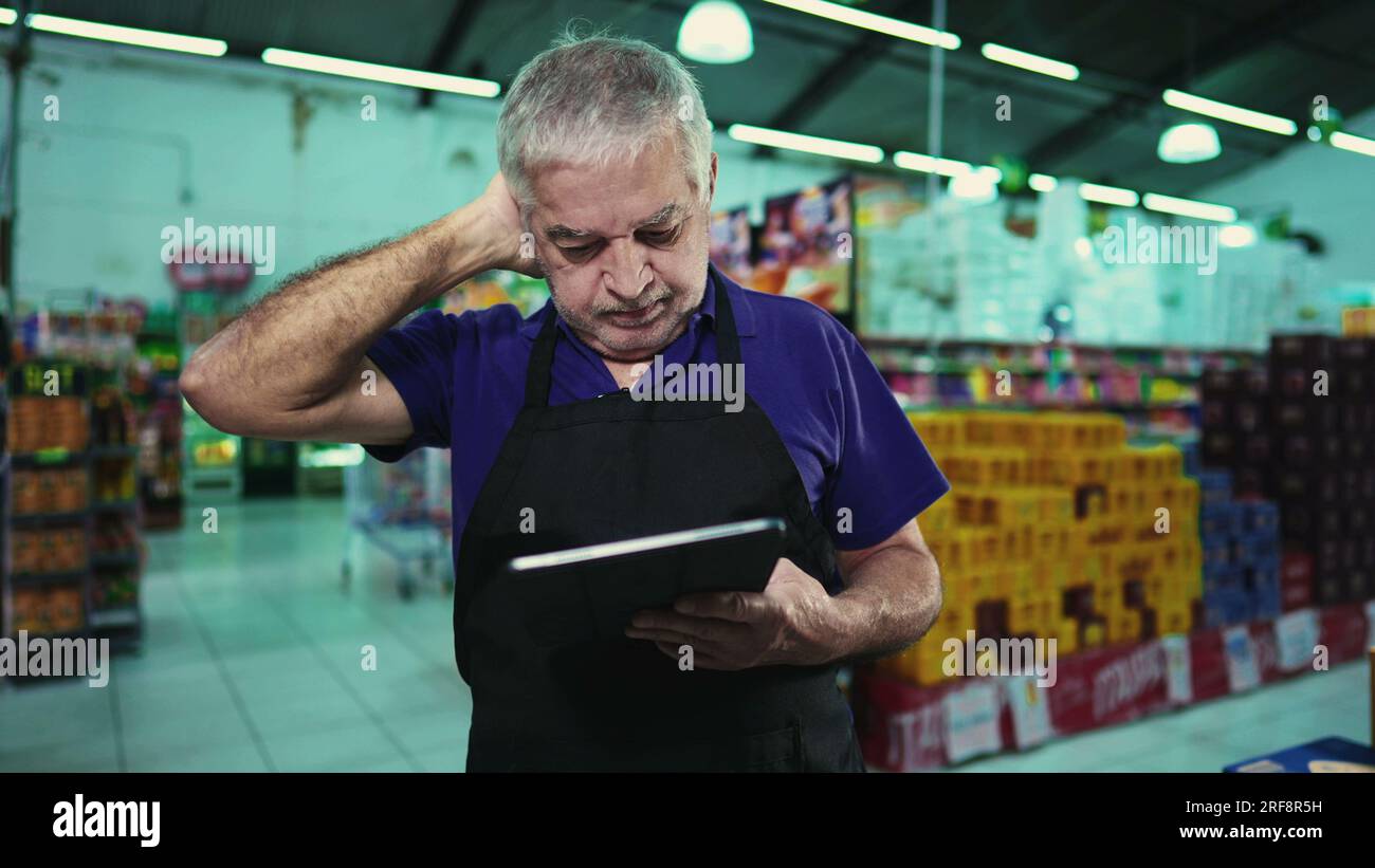 Stressed business owner of supermarket chain feeling pressure facing ...