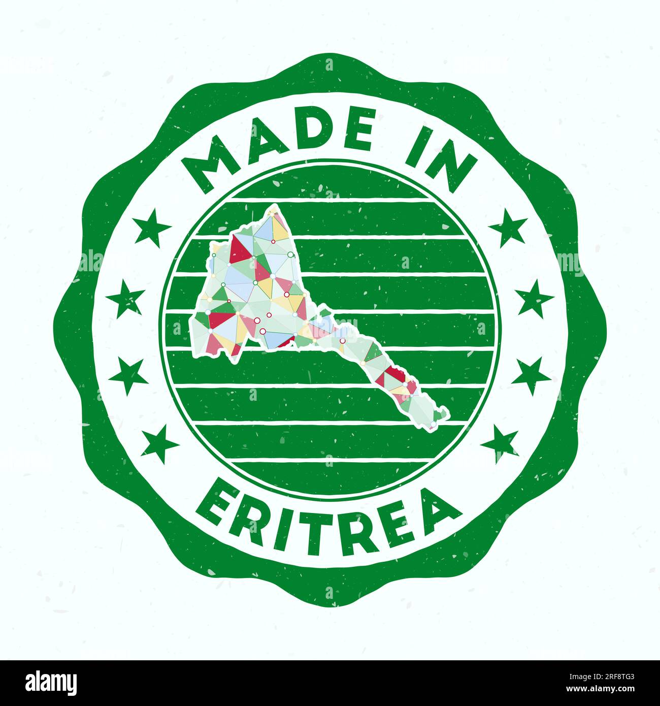 Made In Eritrea. Country round stamp. Seal of Eritrea with border shape ...