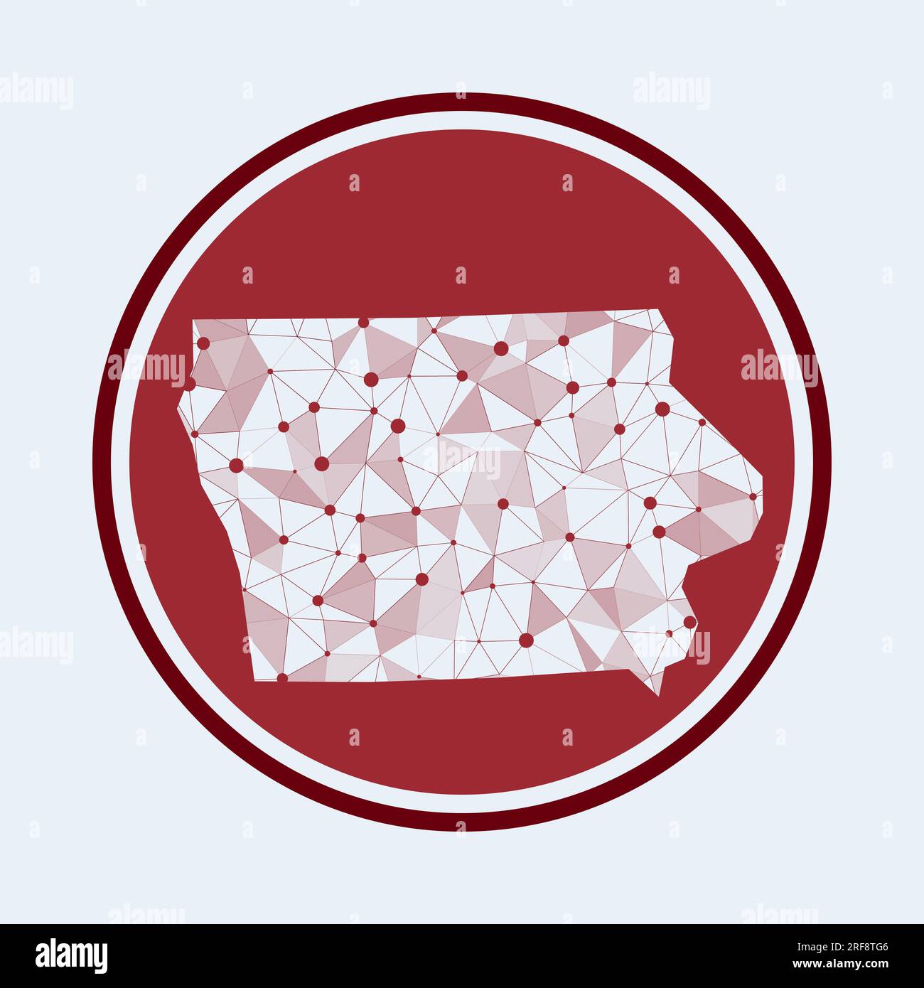 Iowa icon. Trendy tech logo of the US state. Geometric mesh round ...