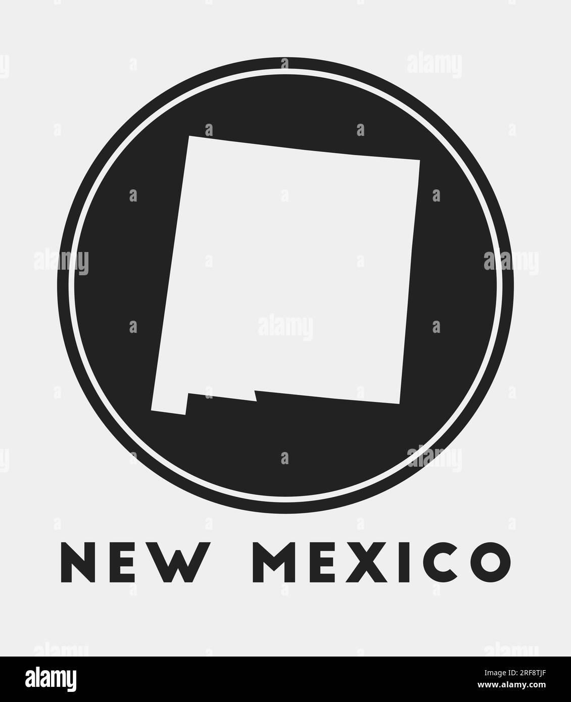 New Mexico icon. Round logo with US state map and title. Stylish New ...