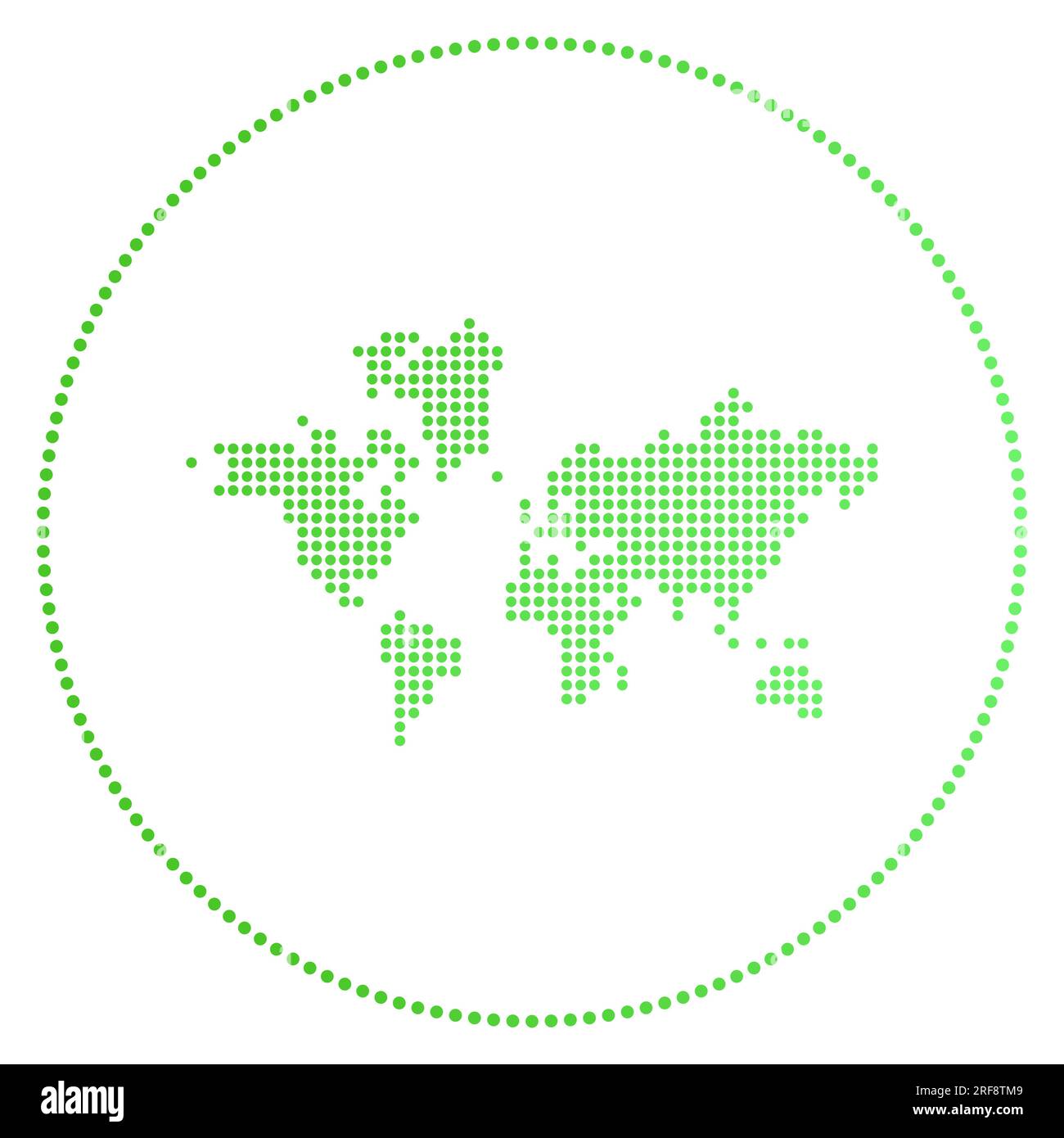 The World digital badge. Dotted style map of The World in circle. Tech ...
