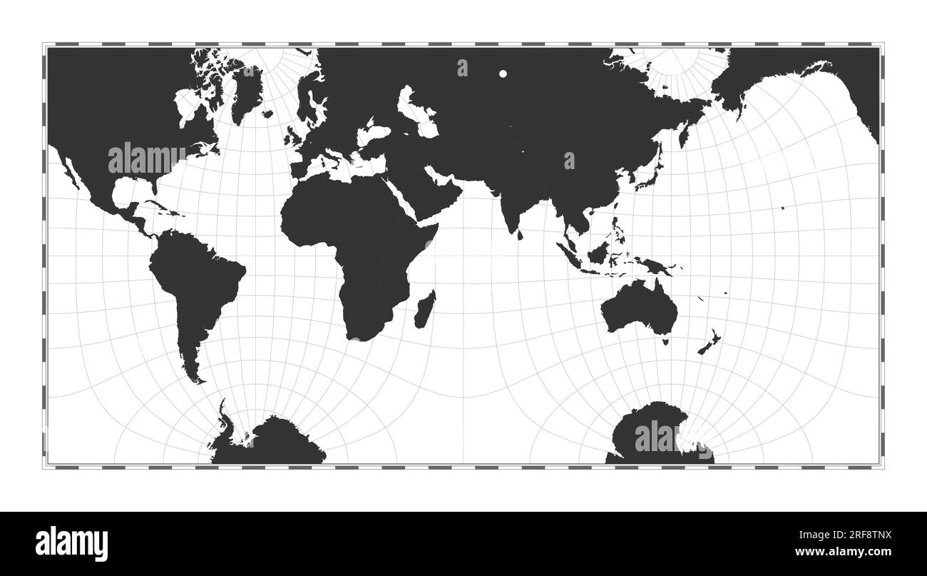 Vector world map. Guyou hemisphere-in-a-square projection. Plain world ...