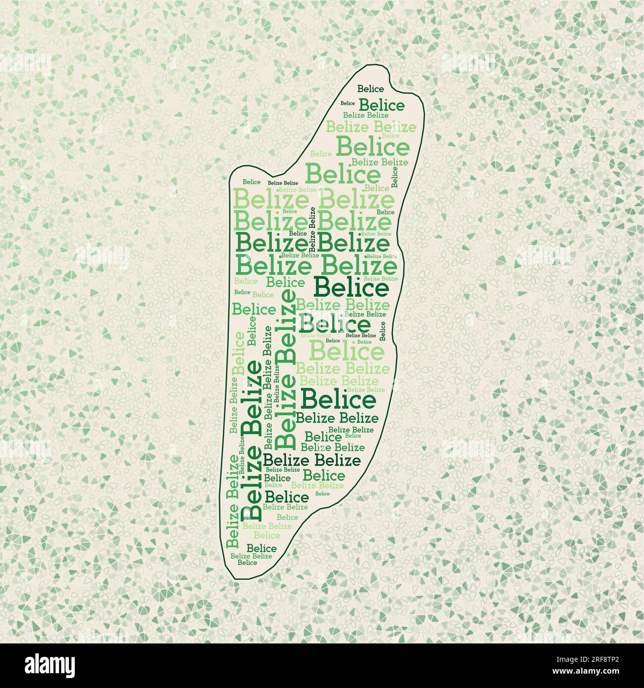 Belize shape with country names word cloud in multiple languages ...