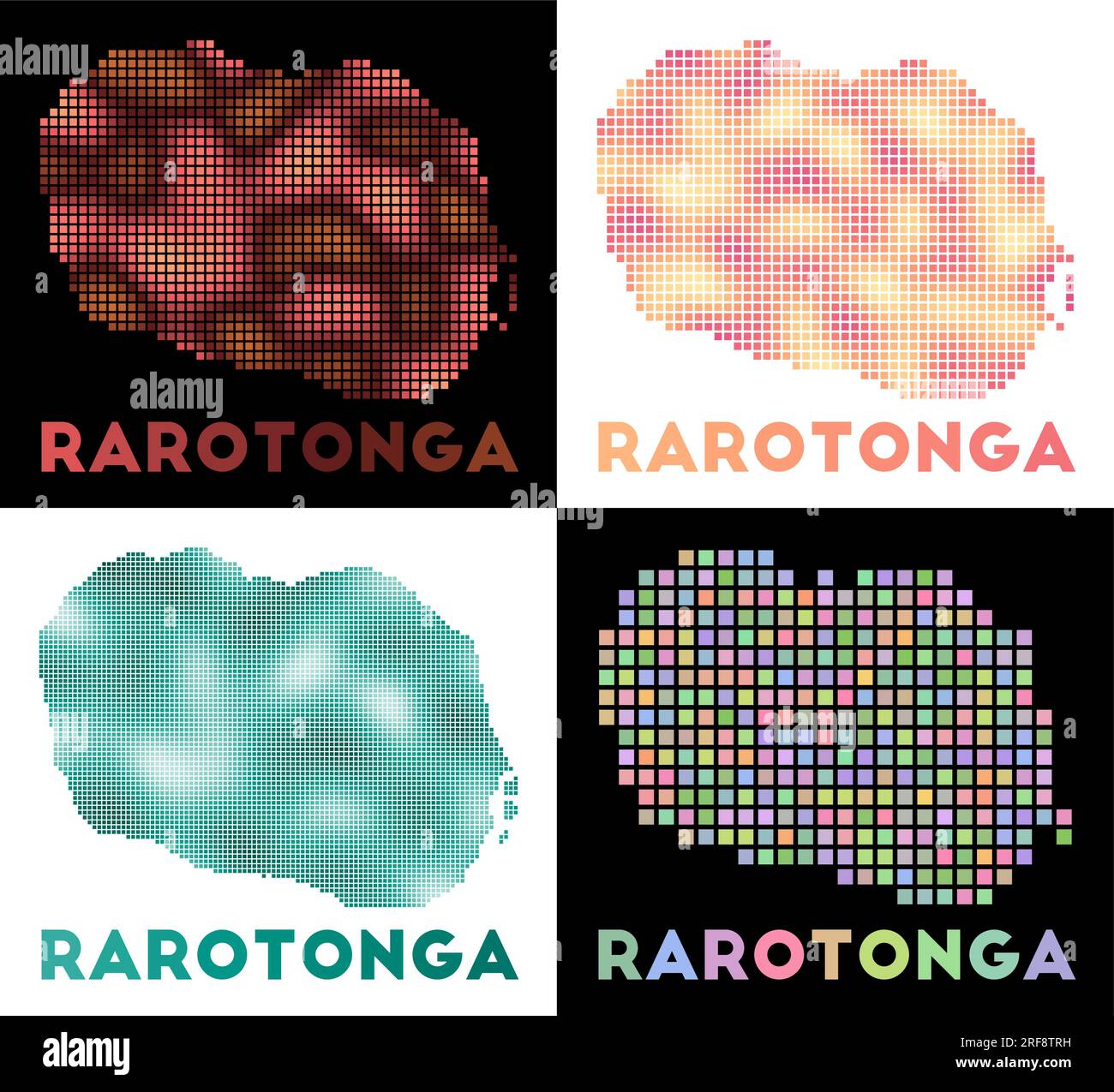 Rarotonga map. Collection of map of Rarotonga in dotted style. Borders ...