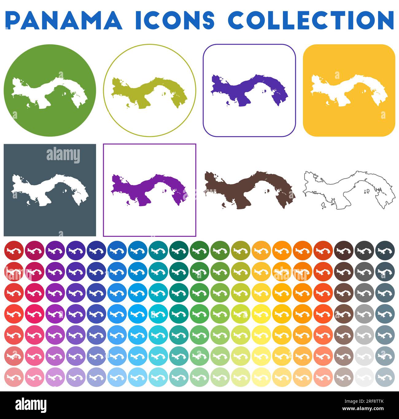 Panama icons collection. Bright colorful trendy map icons. Modern ...