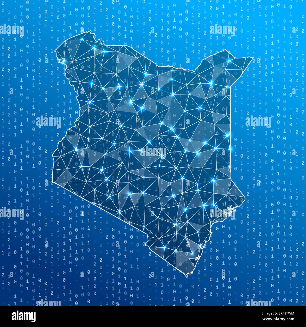 Network map of Kenya. Country digital connections map. Technology, internet, network ...