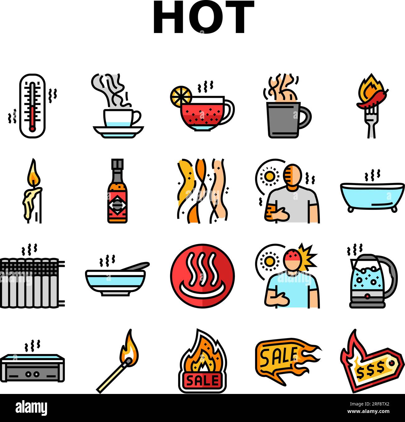 hot fire lable flame tag icons set vector Stock Vector Image & Art - Alamy