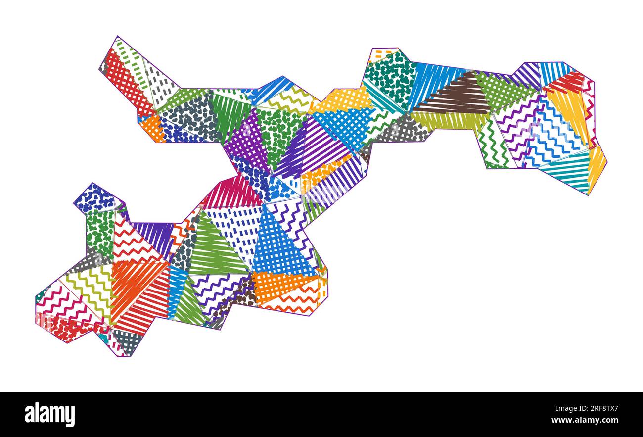 Kid style map of Norman Island. Hand-drawn polygons in the shape of ...