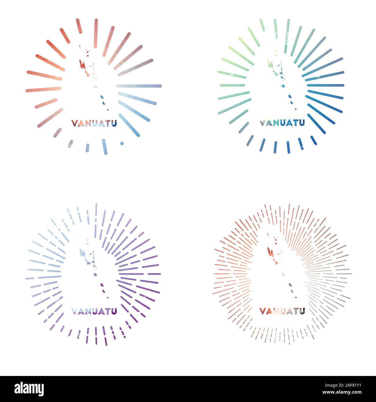 Vanuatu low poly sunburst set. Logo of country in geometric polygonal ...