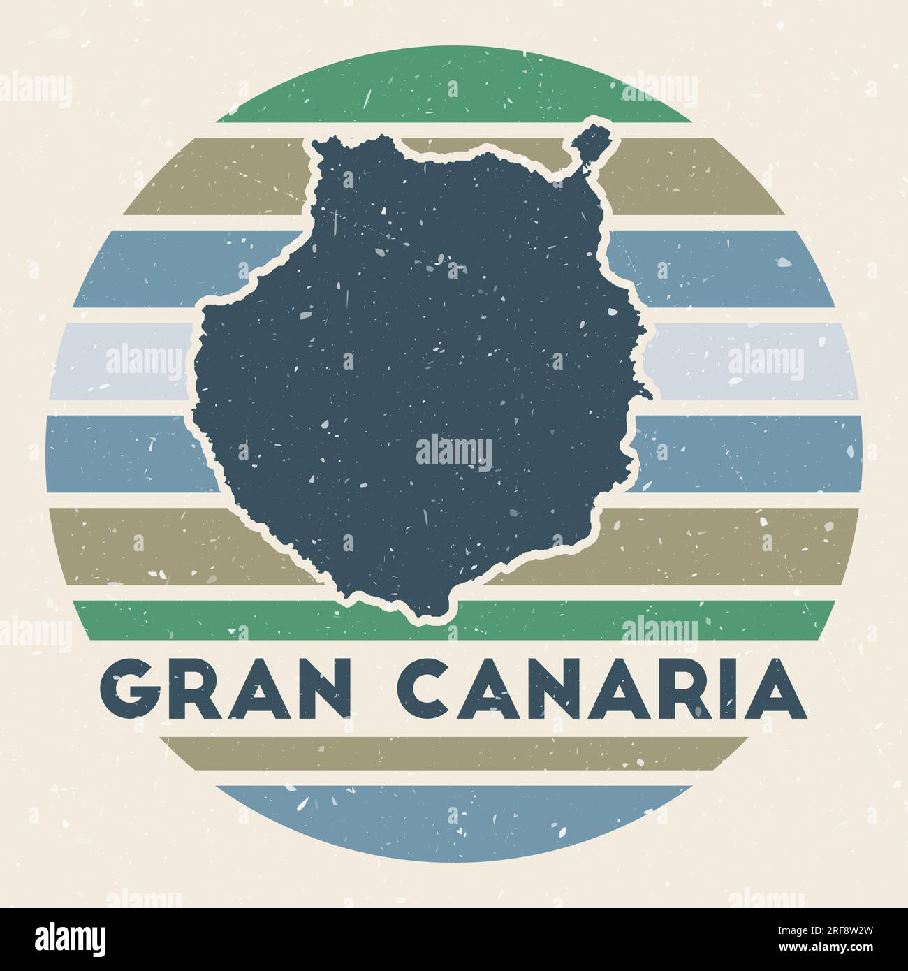 Gran Canaria logo. Sign with the map of island and colored stripes ...