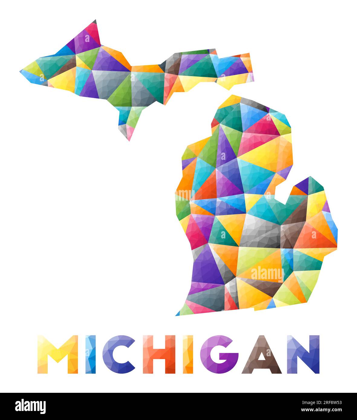 Michigan - colorful low poly US state shape. Multicolor geometric ...