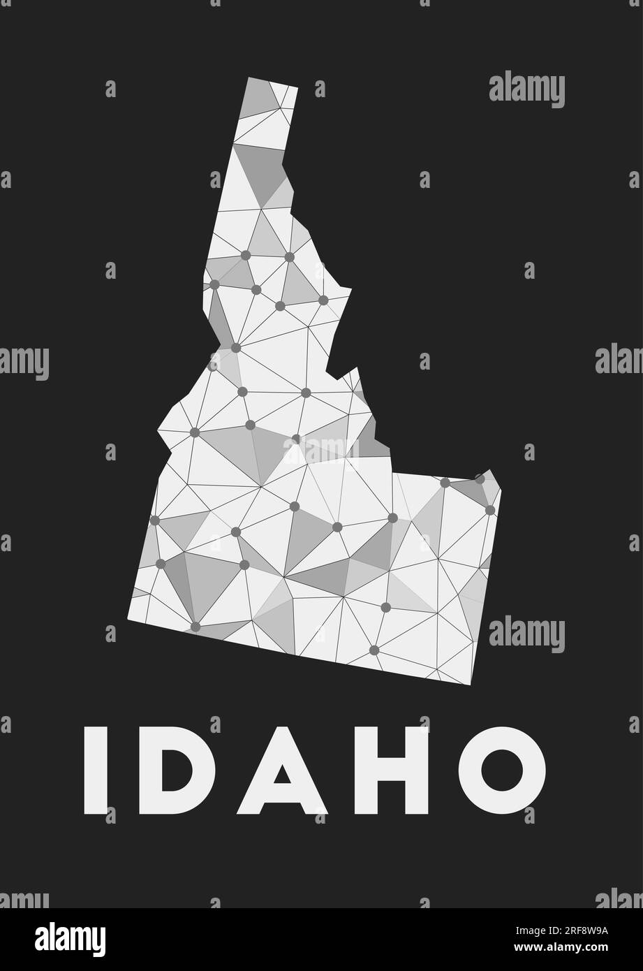 Idaho - communication network map of US state. Idaho trendy geometric ...