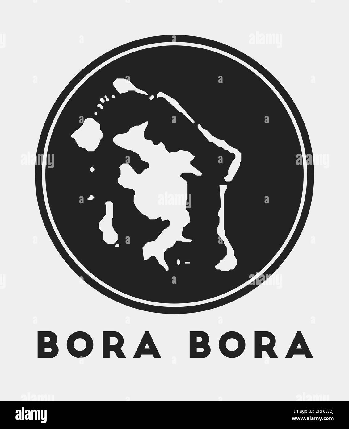 Bora Bora icon. Round logo with border map and title. Stylish badge ...