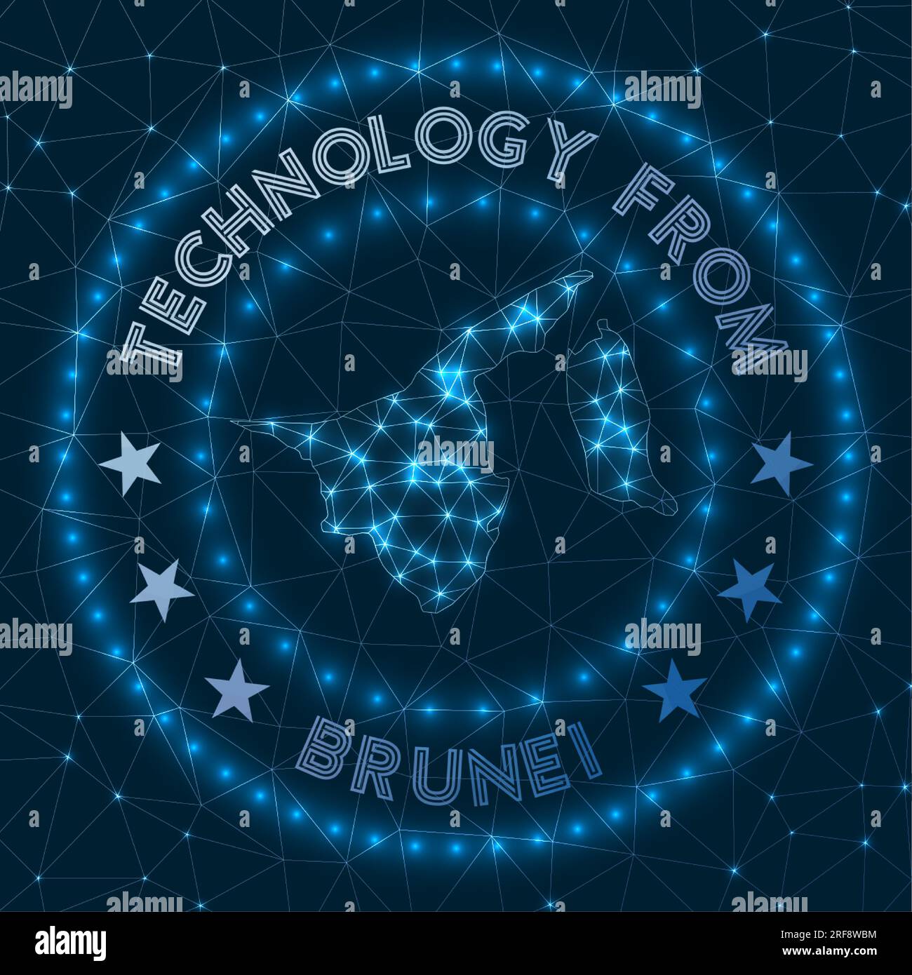 Technology From Brunei. Futuristic geometric badge of the country ...