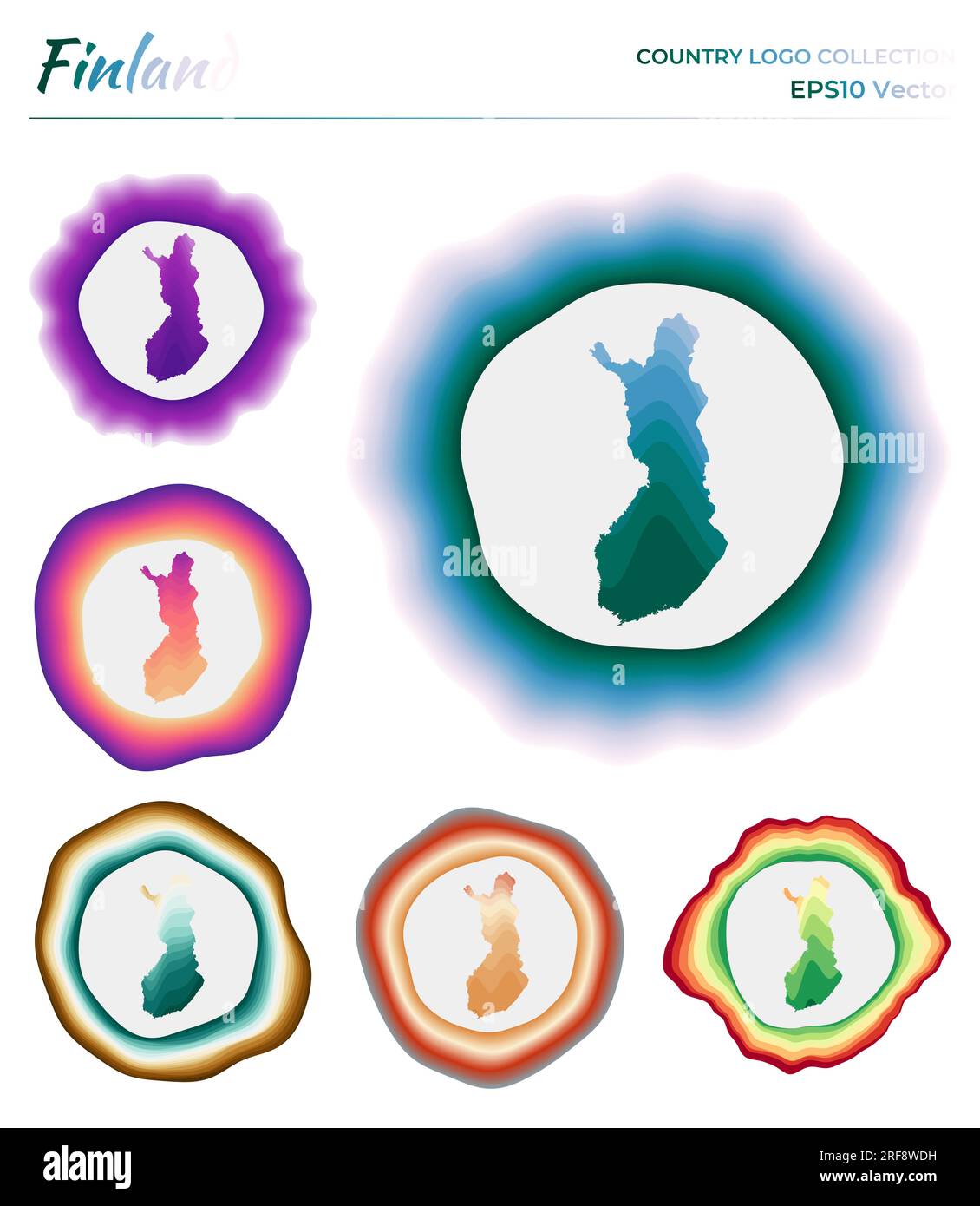 Finland logo collection. Colorful badge of the country. Layers around ...