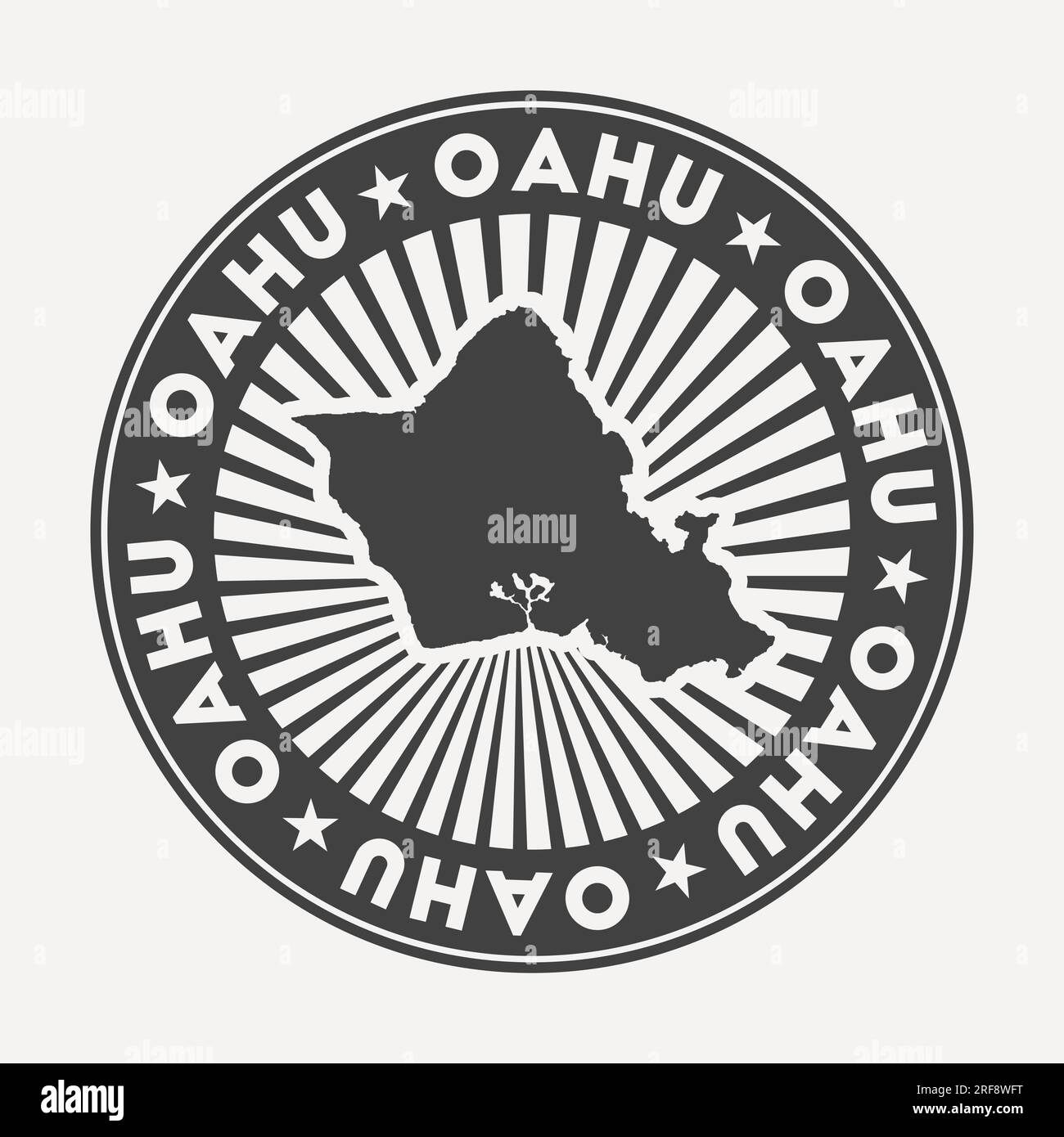 Oahu round logo. Vintage travel badge with the circular name and map of ...