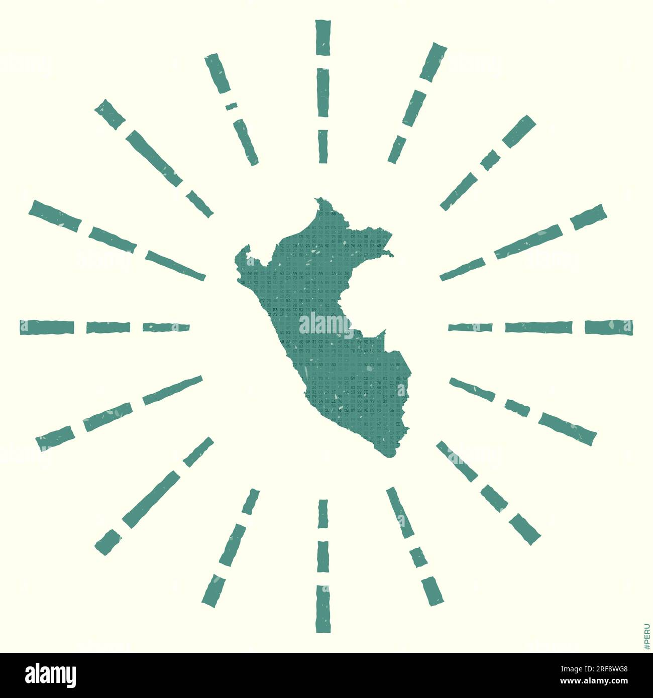 Peru logo. Grunge sunburst poster with map of the country. Shape of ...