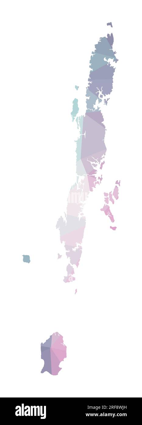 Polygonal map of Andaman Islands. Geometric illustration of the island ...