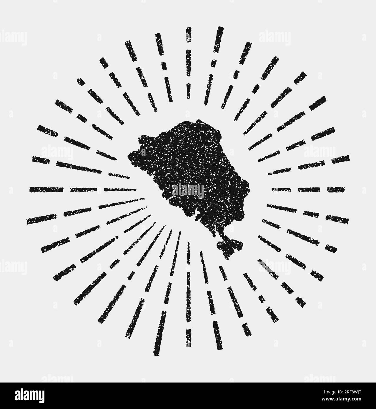 Vintage map of Colon Island. Grunge sunburst around the island. Black ... Vintage map of Colon Island. Grunge sunburst around the island. Black ...