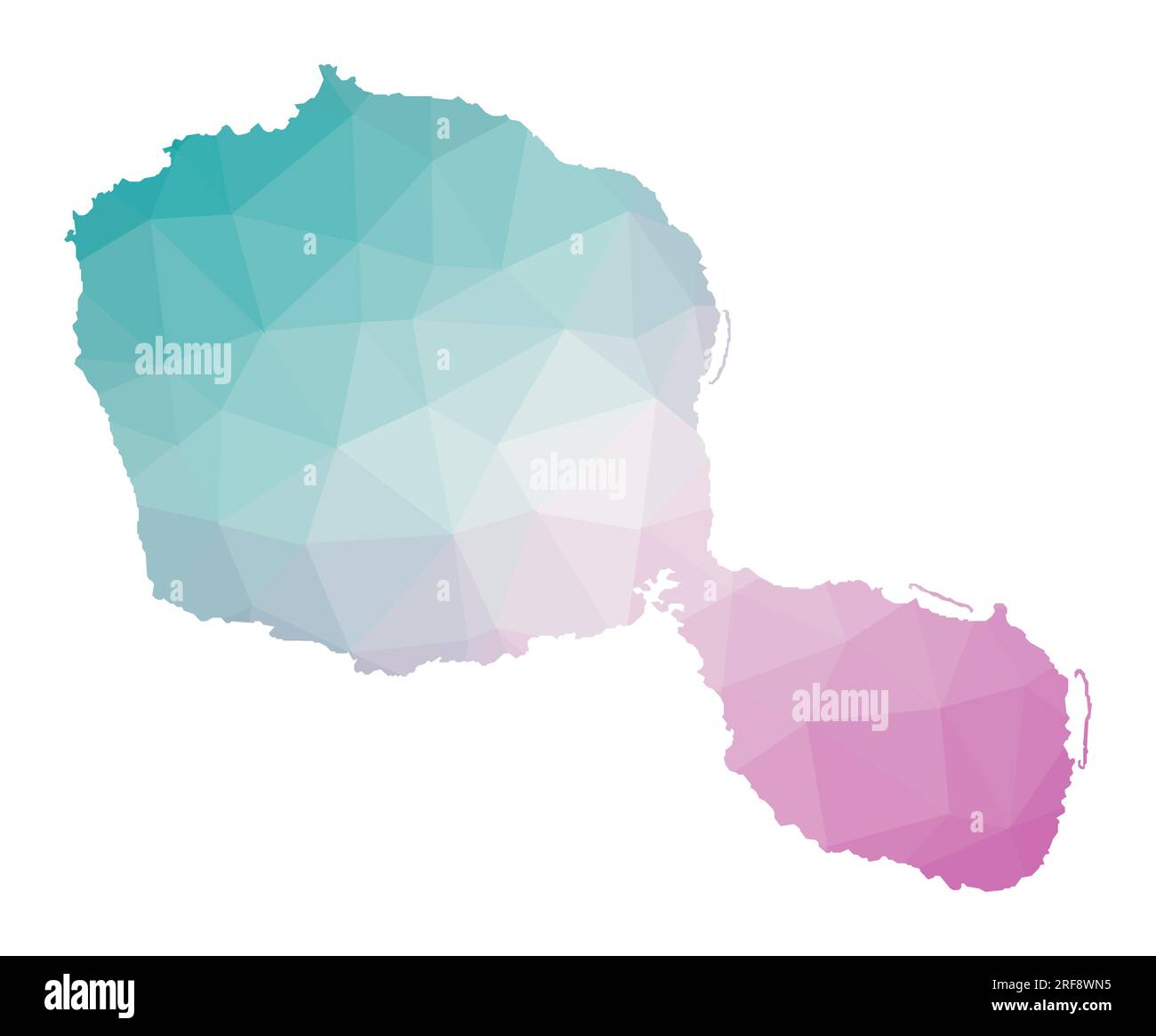 Polygonal map of Tahiti. Geometric illustration of the island in ...