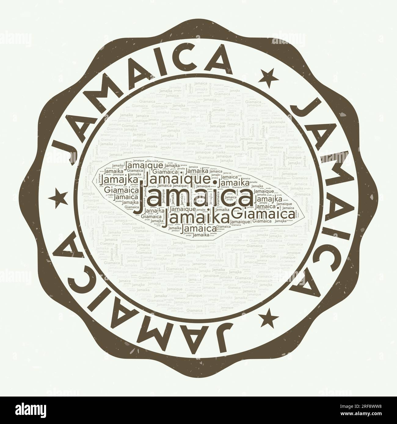 Jamaica logo. Attractive country badge with word cloud in shape of ...