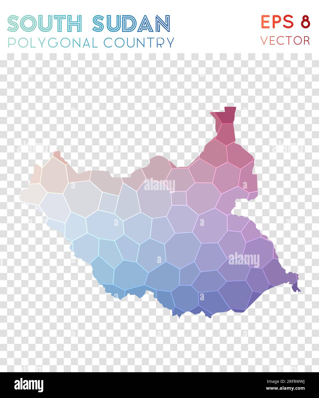 South Sudan polygonal map, mosaic style country. Comely low poly style ...