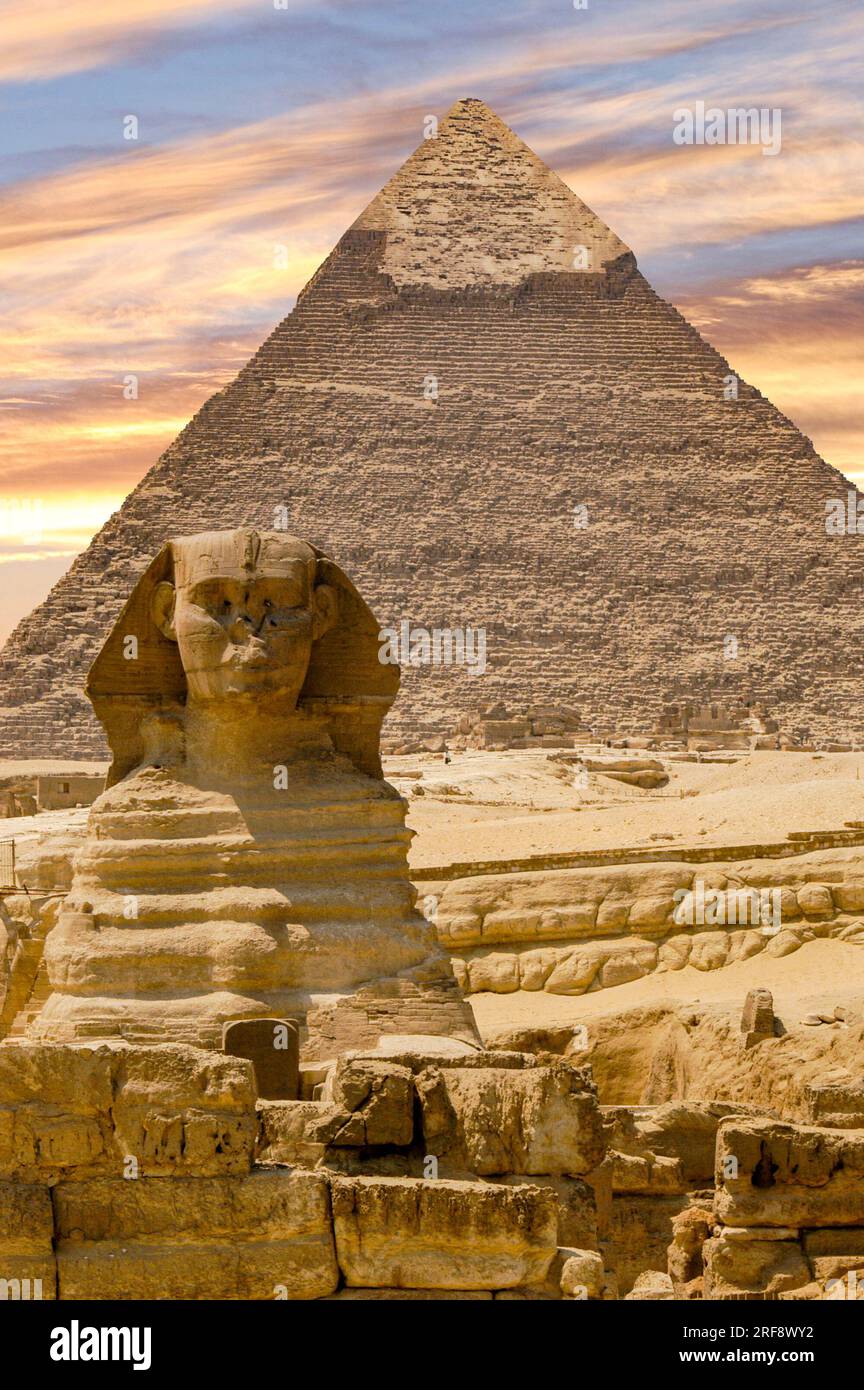 Two famous Egyptian landmarks, the Sphinx and the Pyramids, are ...