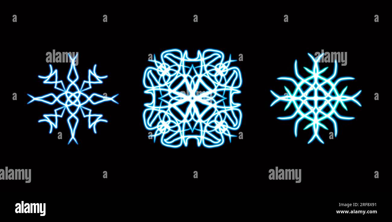 snowflake glowing desktop icon, neon sticker, neon figure, glowing ...