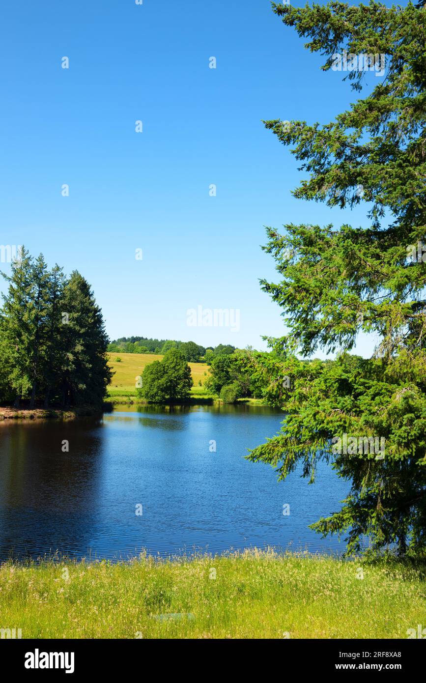 Lake in French landscape Stock Photo - Alamy