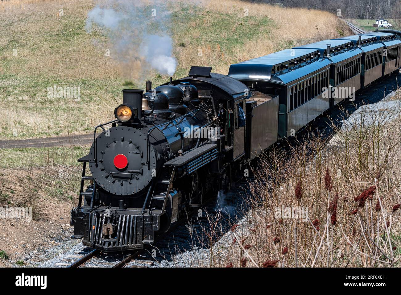 A Front and Slightly Above View of an Approaching Restored Narrow Gauge ...