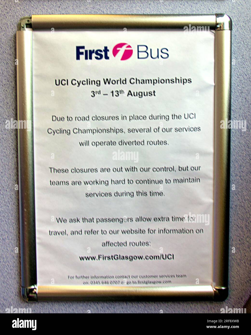 Glasgow, Scotland, UK 31st July, 2023. First bus shares its ...
