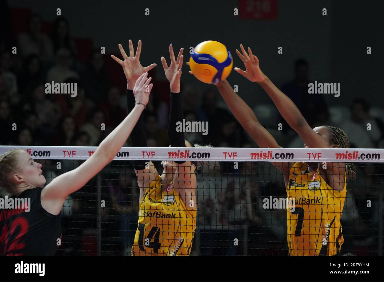 ISTANBUL, TURKIYE - MARCH 25, 2023: Alexia Carutasu and Chiaka Ogbogu ...