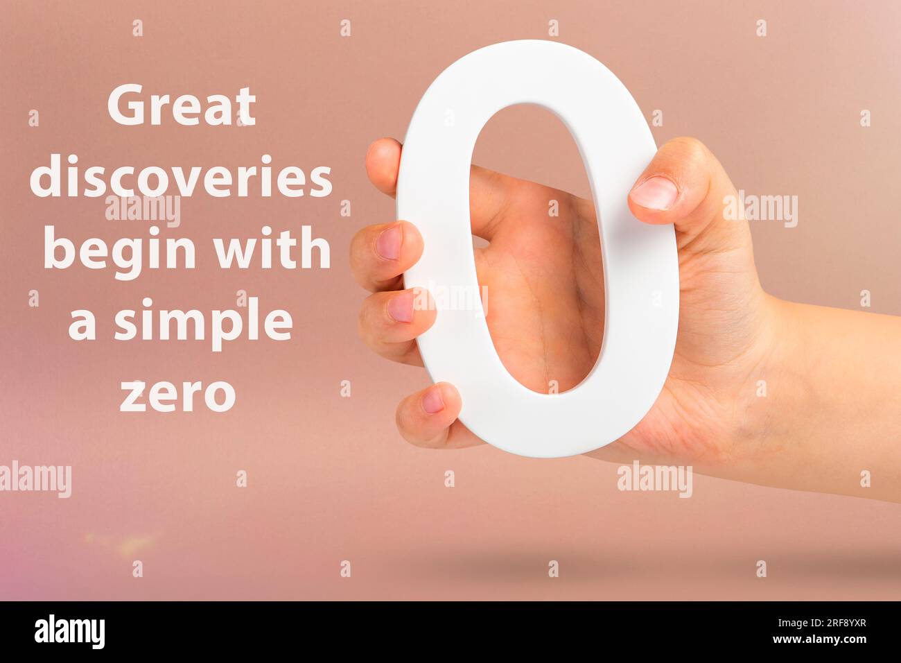 Great discoveries start from a simple zero. Close-up concept photo of a ...