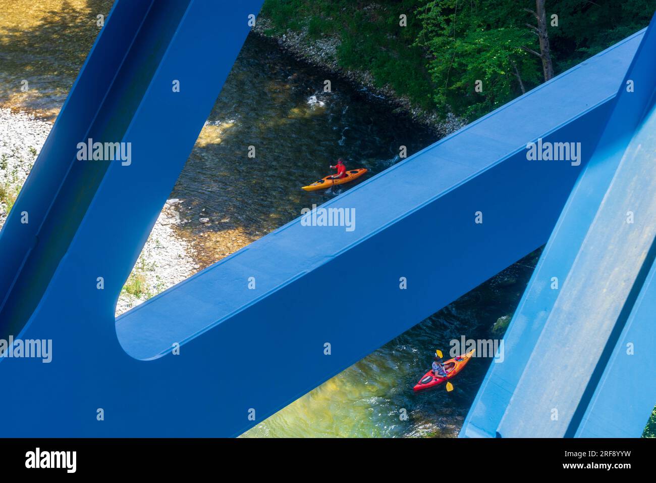 St. Pankraz: railway bridge Erste Teichlflußbrücke, river Teichl at ...