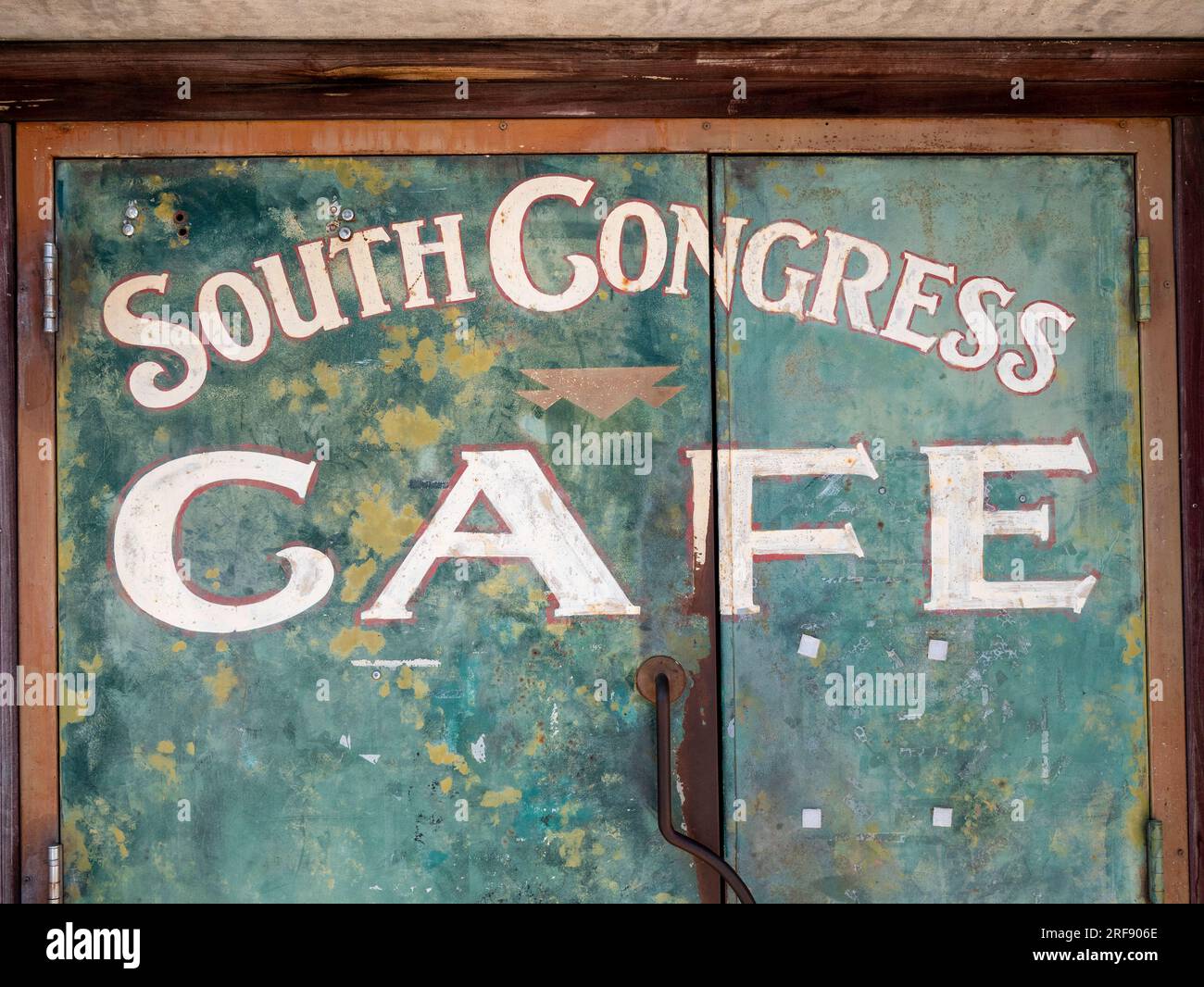 The front door of the South Congress Cafe in Austin, Texas Stock Photo ...