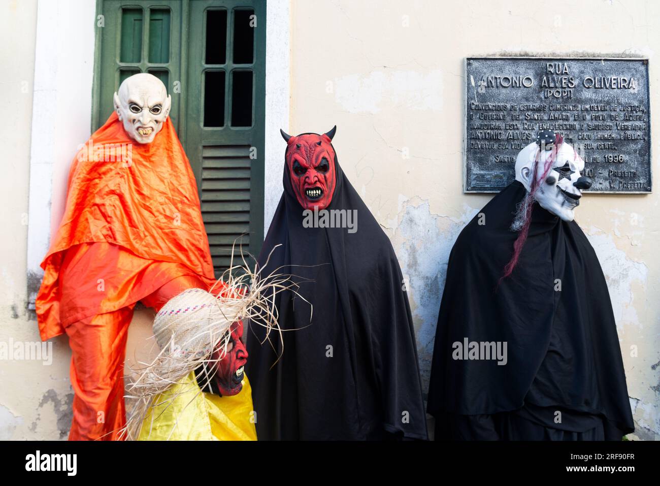 Santo Amaro, Bahia, Brazil - July 23, 2023: People dressed in terror ...