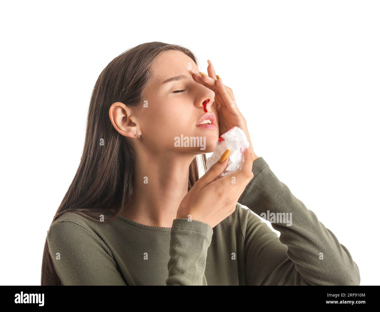 Nose bleed woman hi-res stock photography and images - Alamy