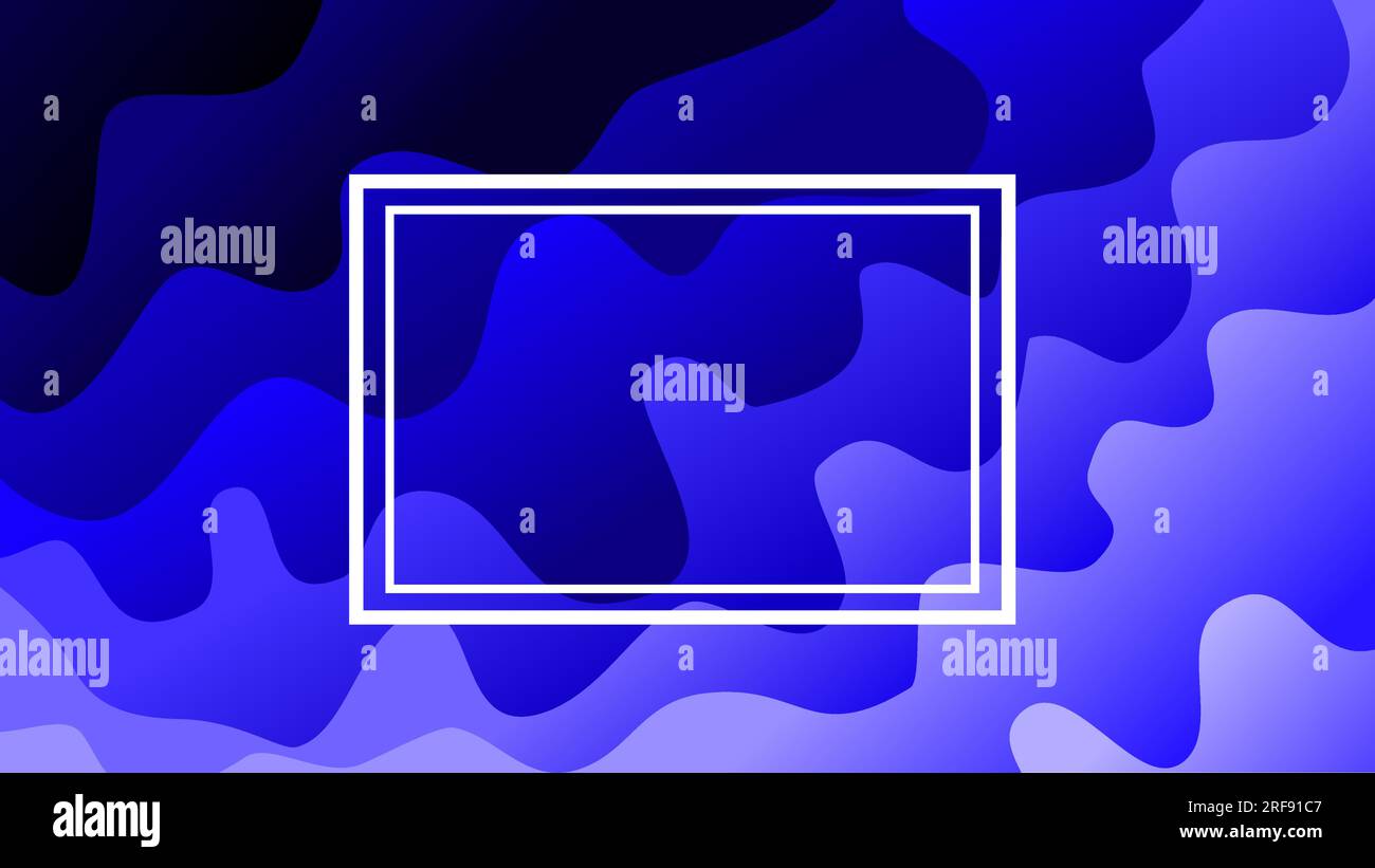 Blue gradient waves overlay abstract background with rectangle frame ...