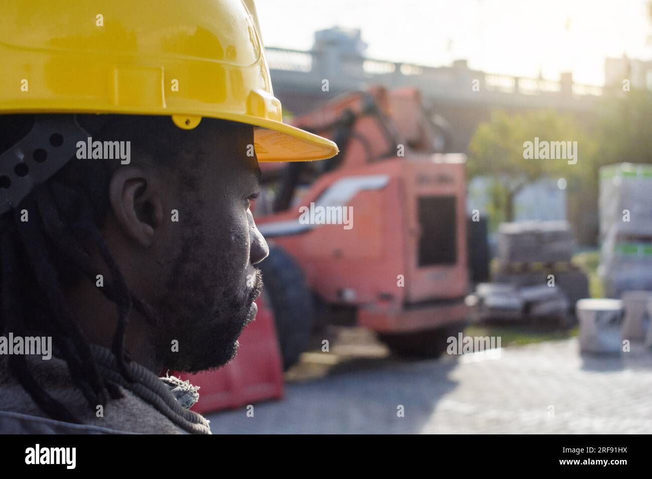 closeup rear view of young man of african ethnicity with beard and ...