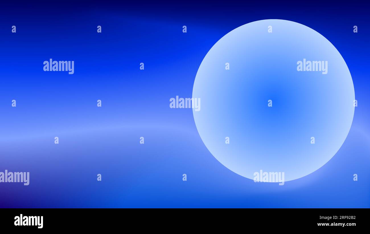 Glowing silver orb with light trail over gradient night blue background ...