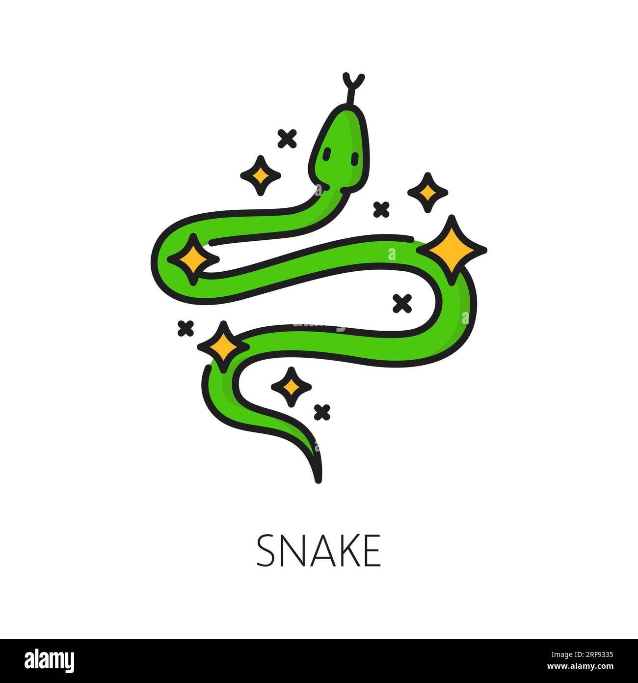 Snake witchcraft and magic icon, isolated vector linear sign ...