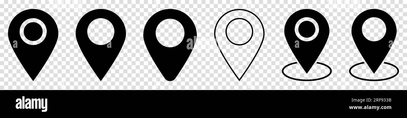 Collection of black map pin icons. Vector illustration isolated on ... Collection of black map pin icons. Vector illustration isolated on ...